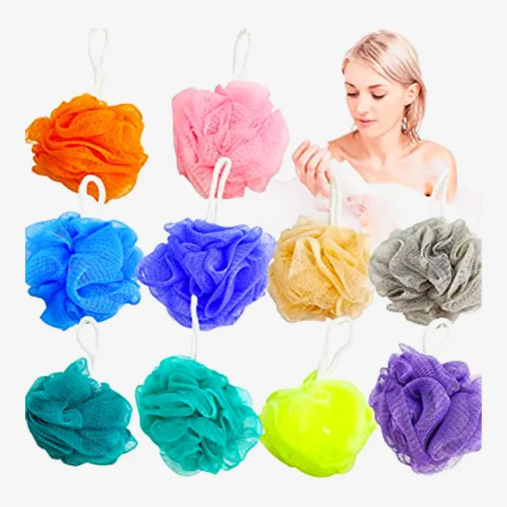 1Pc Scrubber Sponge Flower Exfoliating Body Brush Puff Bath Shower Mesh ...