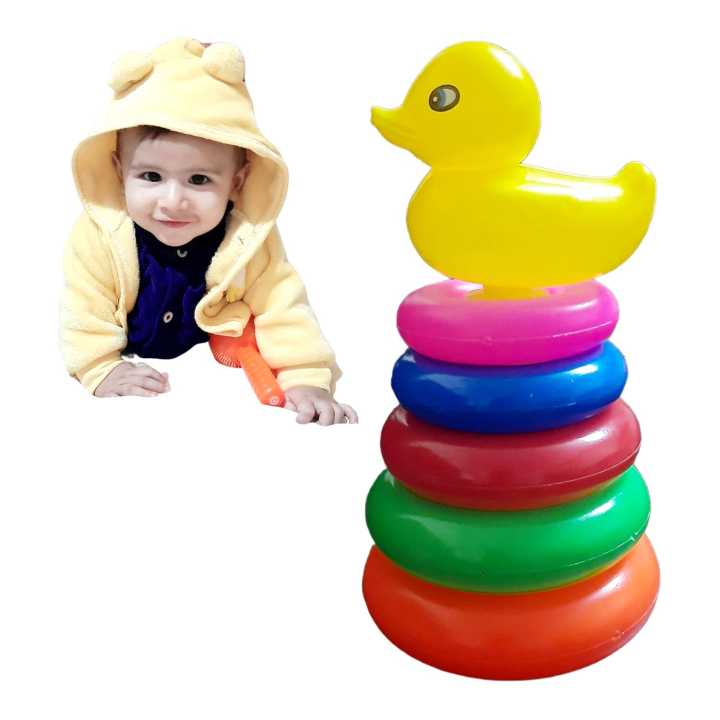 Montessori Rainbow 5 Sorting & Stacking Rings Tower with Removable ...