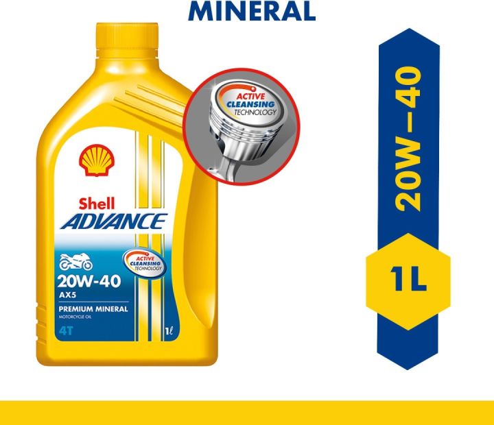Shell Advance AX5 4T 20W-40 API SL Premium Mineral Motorbike Engine Oil ...