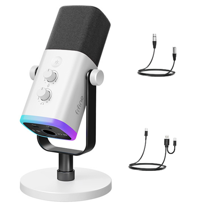 FIFINE AM8 Dynamic Microphone with RGB Control/Headphone Jack/Mute,MIC ...