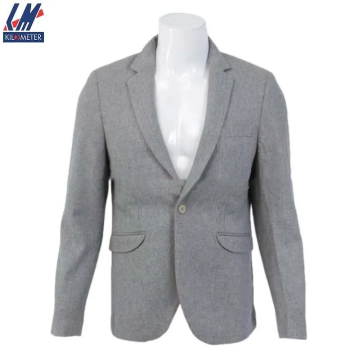 KILOMETER Grey Single Buttoned Woolen Coat For Men - KM 683899-B ...
