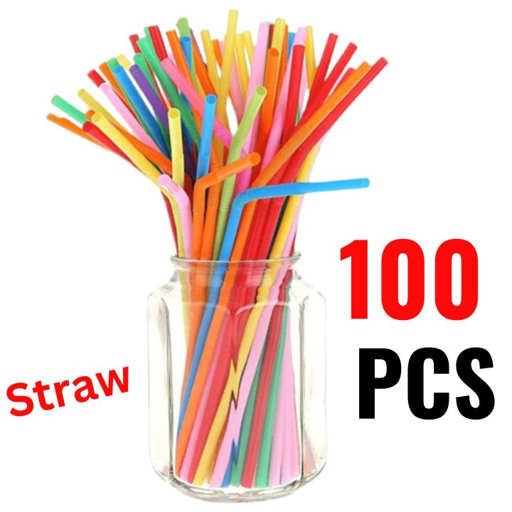 Straw / Fancy Straw / 100 PCS Food Grade Plastic Drinking Straws, Long ...