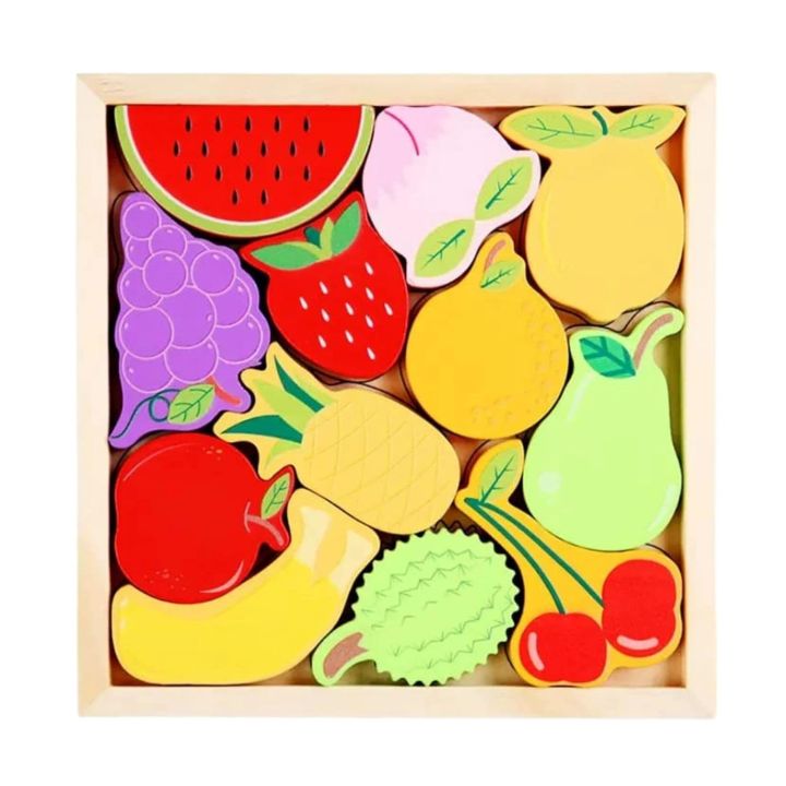 Fruits Shapes 3D Wooden Jigsaw Puzzle – Montessori Toy for Early ...
