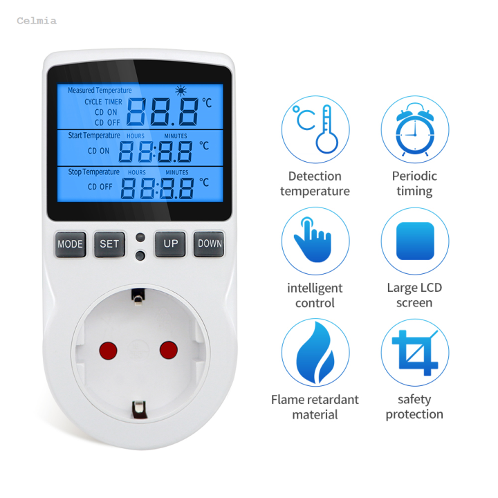 Celmia Digital Timer Plug Switch Thermostat Programmable Timing Socket ...
