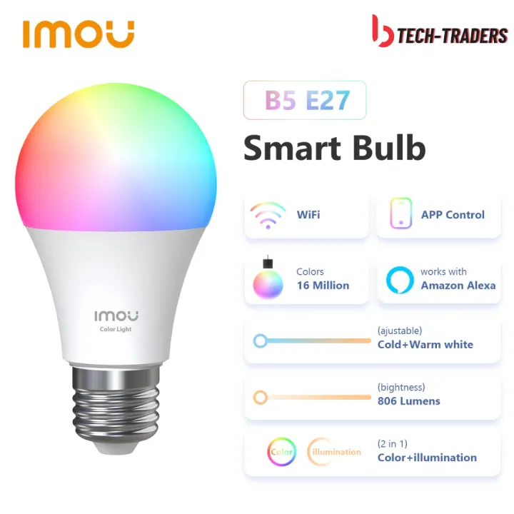 Imou B5 Color Light Bulb – Smart LED Bulb (9W, Wi-Fi, 806 Lumens ...