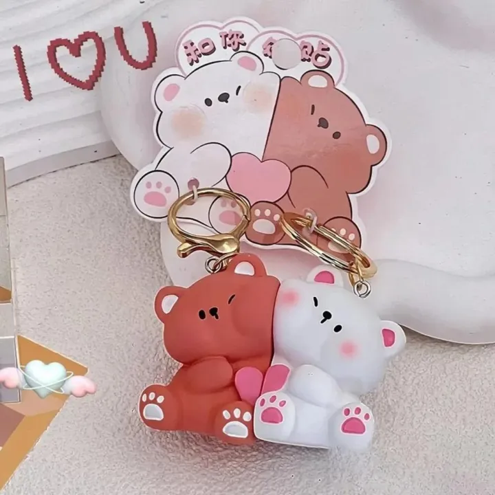 School bag keychain mini white bear high quality cartoon 2025 keychain ...