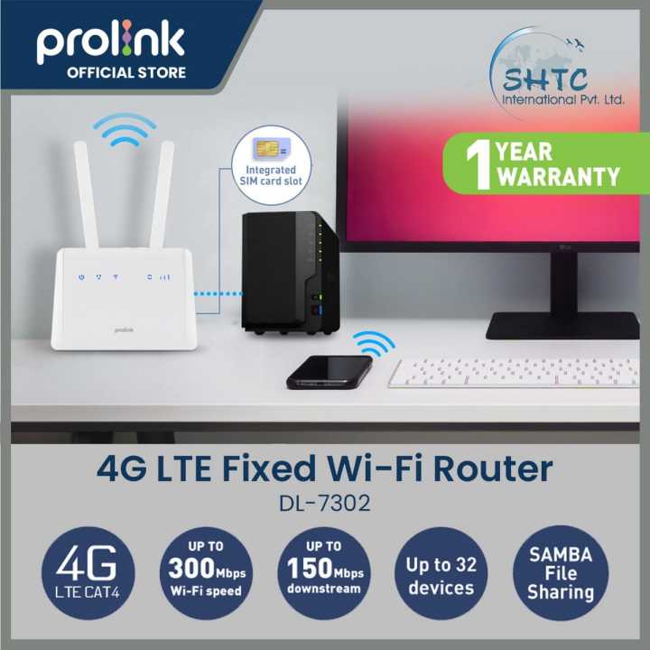 Prolink 4G LTE CAT4 Wi-Fi Home Router With SIM Card Slot (Comes In ...
