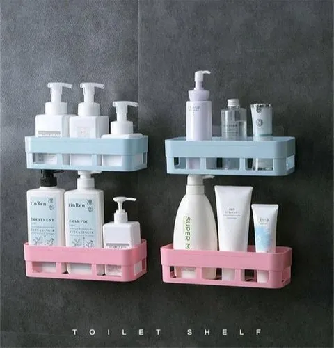 Wall Mounted Plastic Bathroom Rectangular Shelf Storage Rack | Daraz.com.np