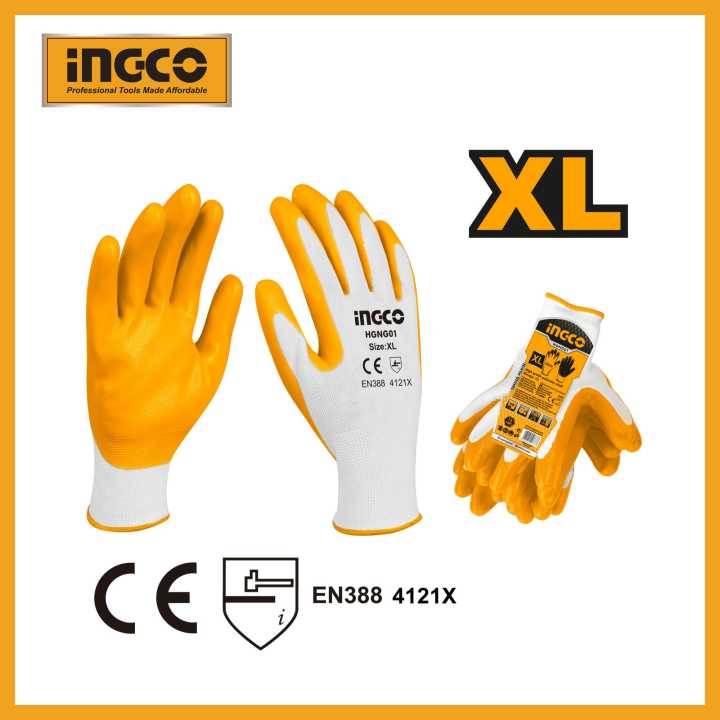 INGCO XL Nitrile Gloves For Oil Environment (Less oil) Worker HGNG01 ...