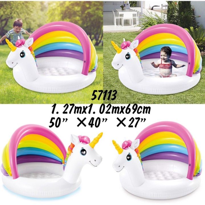CozyKids - Intex 57113 Inflatable Swimming Pool Unicorn With Rainbow ...