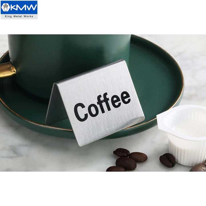 Table Tent Sign," Coffee" Stainless Steel 2-Inch by 2-Inch, Set of 3Pcs ...