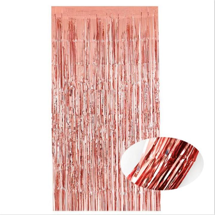 Rose Gold Foil Backdrops, Fringe Foil Curtain Backdrop For Birthday ...