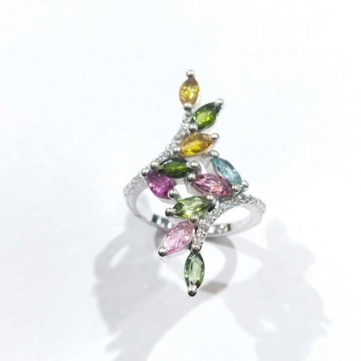 Multicolor Tourmaline Ring in Silver for Women | Daraz.com.np