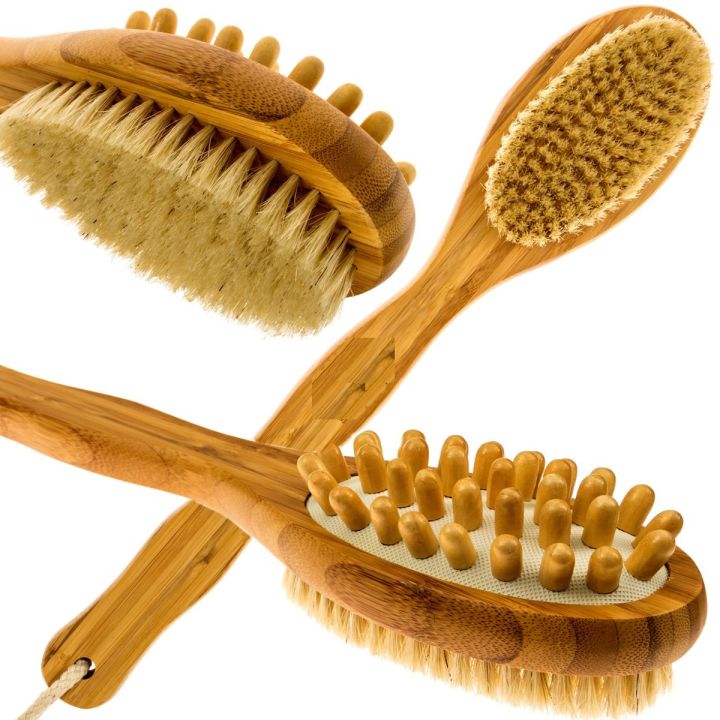 Yuanyan Bath Blossom Bamboo Body Brush for Back Scrubber Natural ...