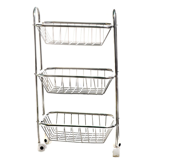Famous 3 Steps Stainless Steel Vegetable Trolley Kitchen Rack | Daraz ...