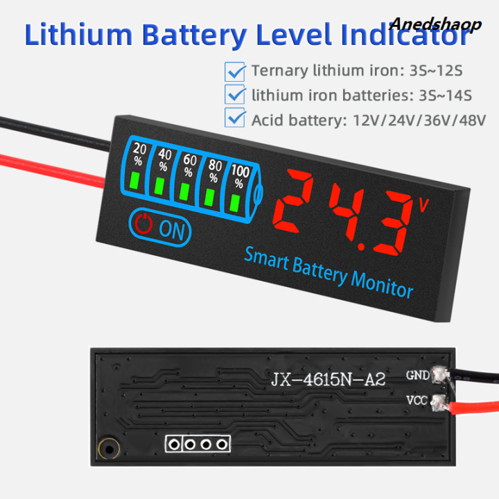 NEW 3S-14S DC7-55V Battery Level Indicator 12V 24V 36V 48V 18650 Lipo ...