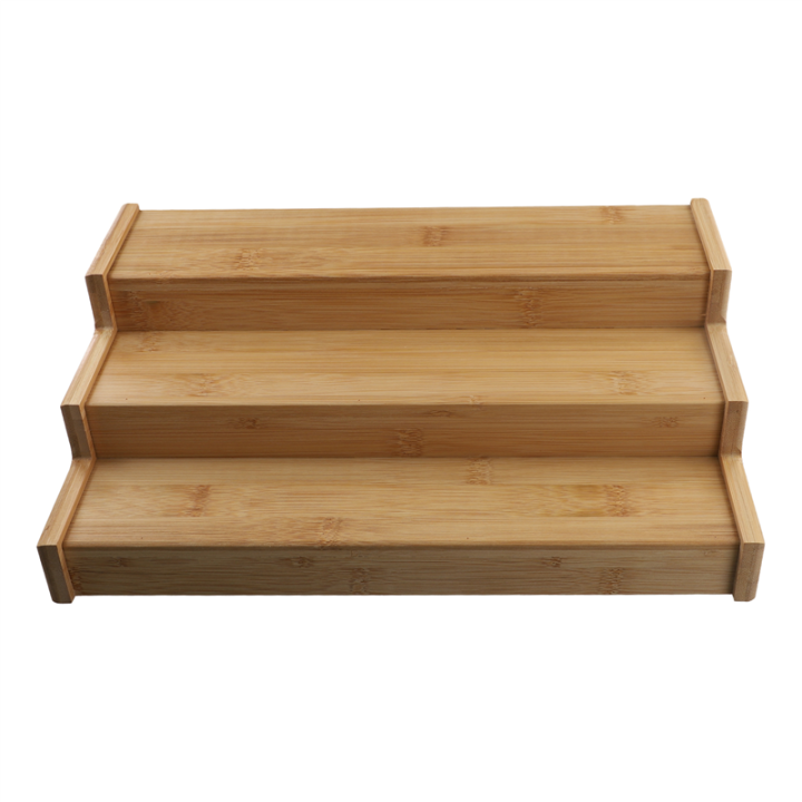 3-Tier Non-Expandable Bamboo Spice Rack Step Shelf Cabinet Organizer ...