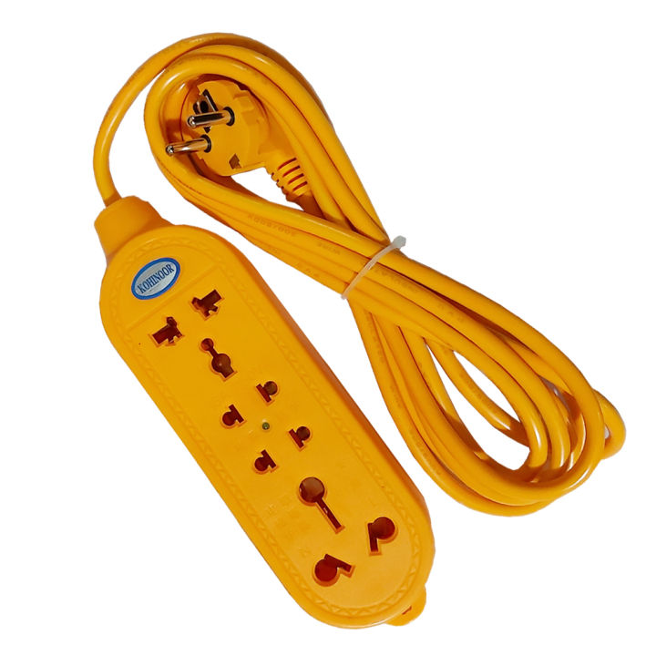 Yellow Multiplug Extension Cord With 3 Meter Wire Length | Daraz.com.np