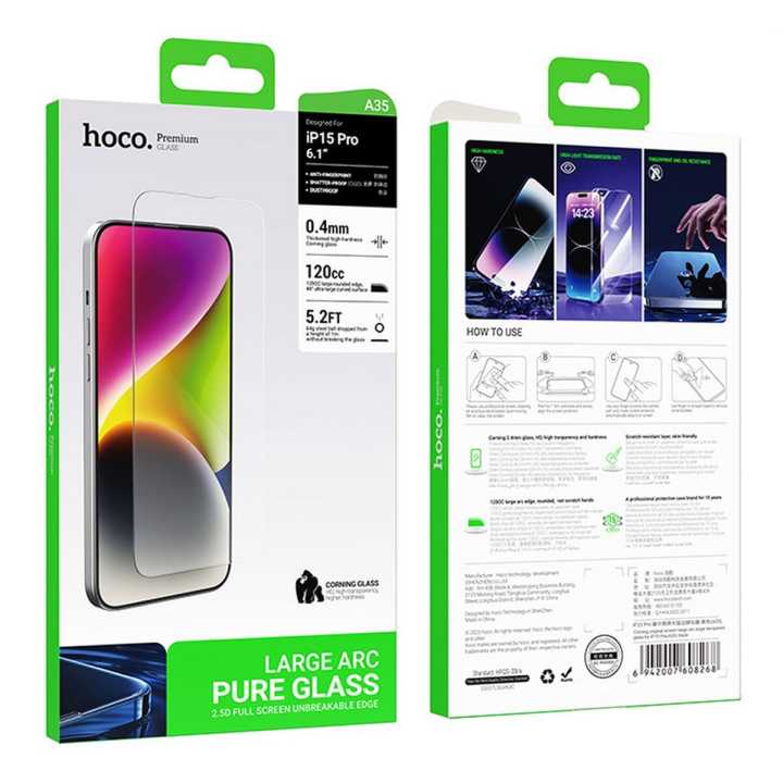 Hoco Corning Original Screen Large Arc Edge Tempered Glass For iPhone15 ...