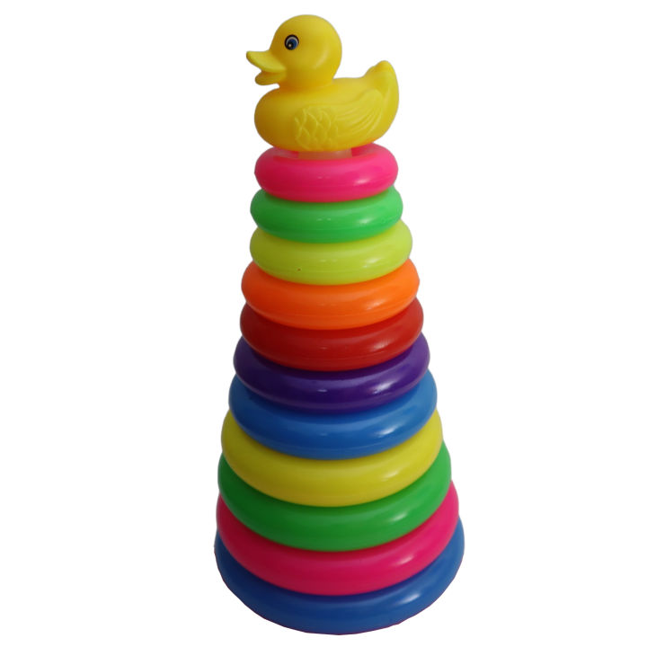 Montessori Colorful Stacking Ring Tower Toy – 11-Piece Rainbow Rings ...