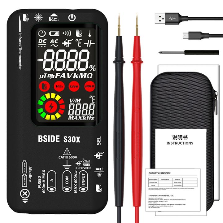 BSIDE Digital Multimeter Infrared Thermometer LCD Color Display ...