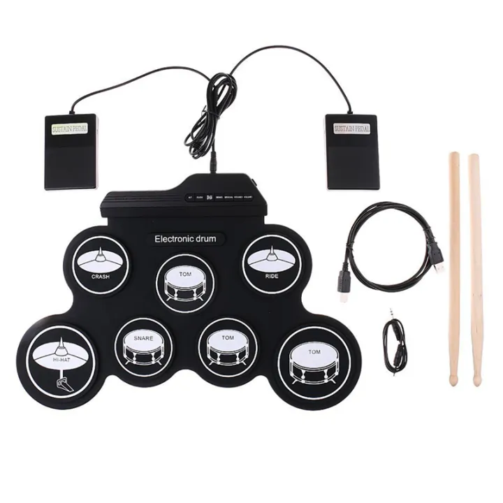 Electronic Music Drums Hand Roll USB Drum Portable Practice Drums Kit ...