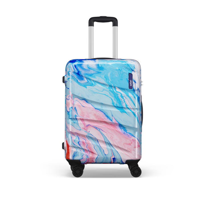 Safari Hue Blue Printed Trolley hard luggage (Medium) | 100% ...