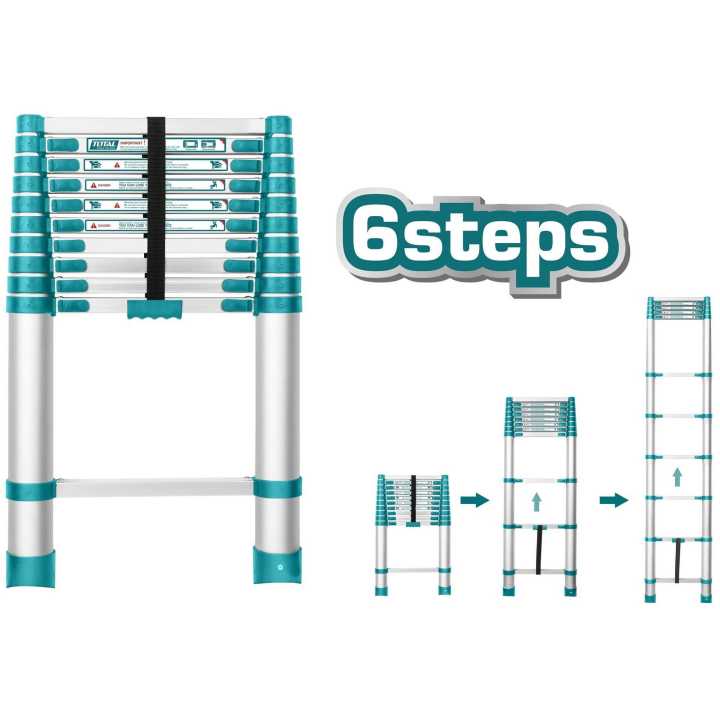 Total Brand New 6 Steps Telescopic Ladder Material: Aluminum Thlad08061 ...