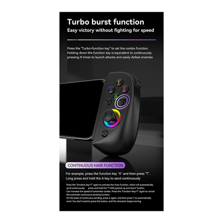 1 PCS D8 Telescopic Game Controller RGB Light Mobile Game Controller ...