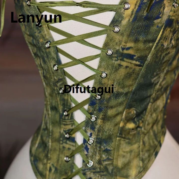 Difutagui Women Corset Bustier Overbust Lace Up Front Boned Shaping ...