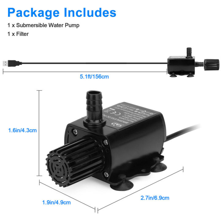 Aquarium Adjustable Submersible Water Pump Hydroponic Pond Fish Tank ...