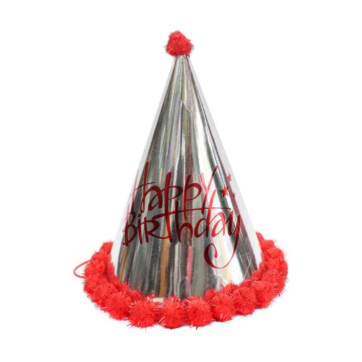Silver/Red Round Design Happy Birthday Party Hat | Daraz.com.np