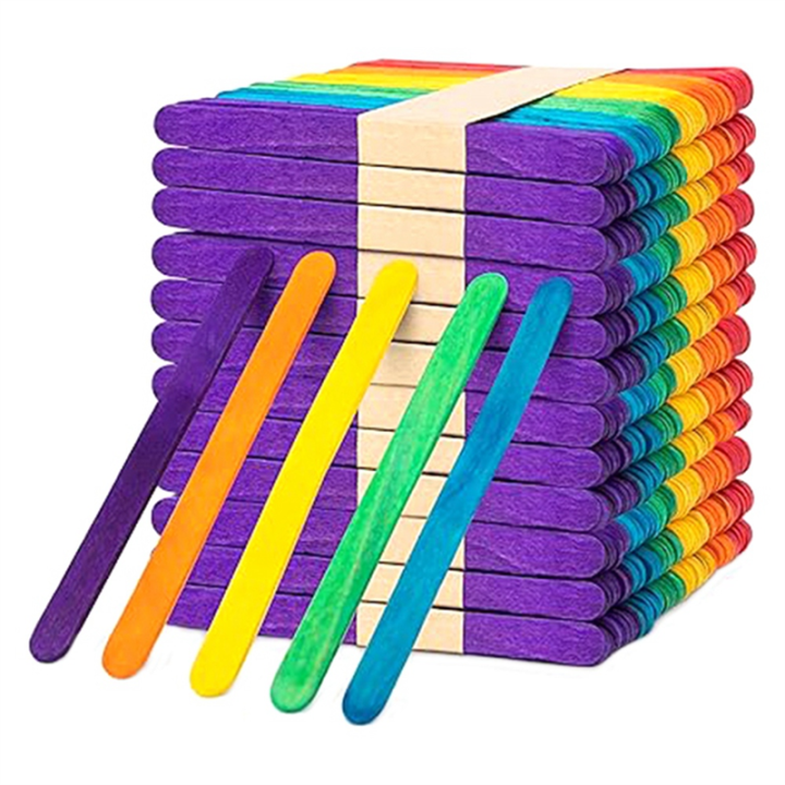 500 PCS Colorful Popsicles Wooden Rainbow Color Craft Handmade Sticks ...