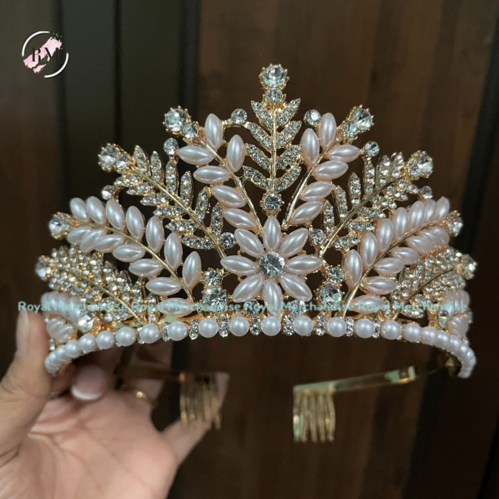 Crown / Golden Heavy Bridal Crown / Tiara / Engagement Tiara / Silver ...