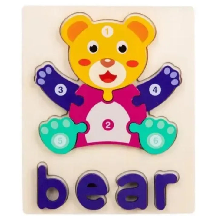 Wooden Bear Jigsaw Puzzle for Kids - Educational Toy with Numbers ...