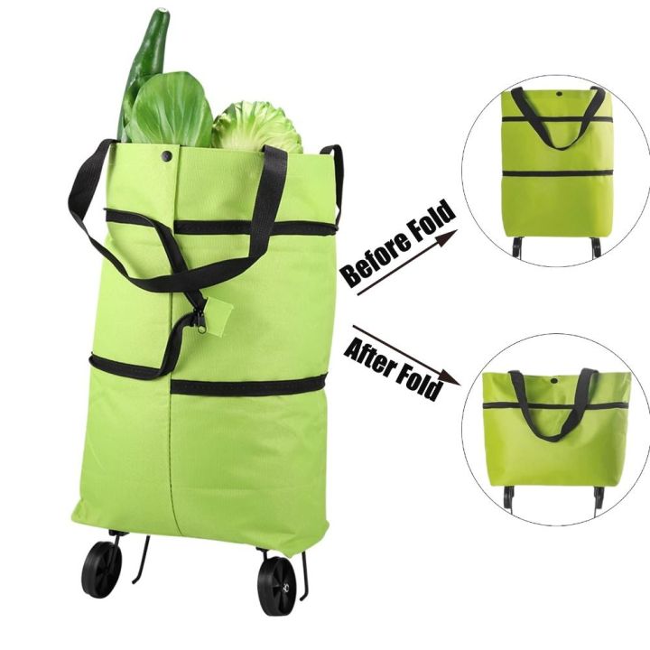 Durable 2 in 1 Collapsible Shopping Cart Reusable Lightweight Folding ...