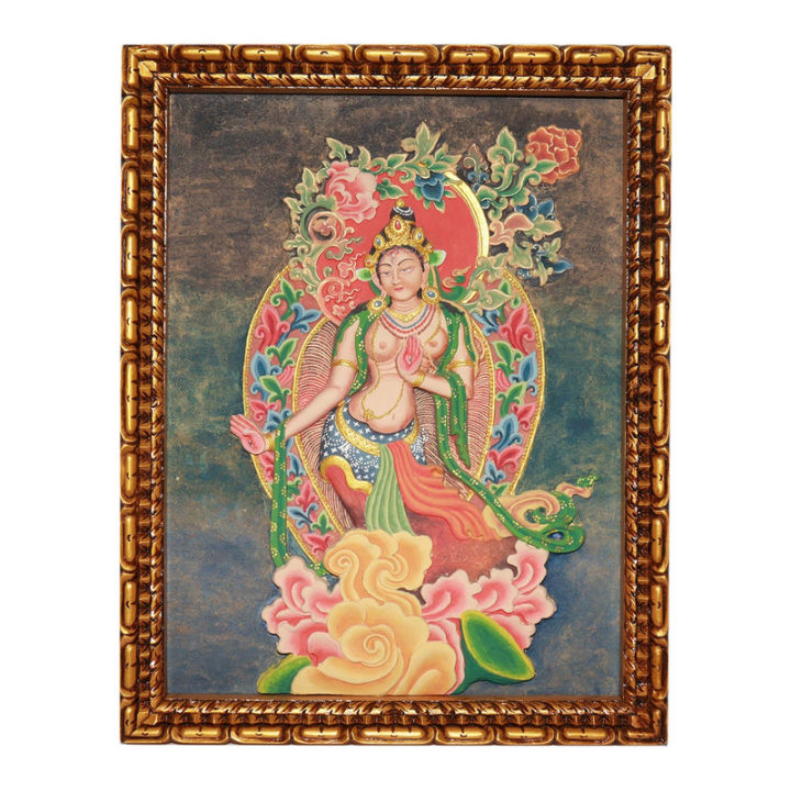 White Tara God Flower Design Fresh Finishing Handmade Relief Painting ...