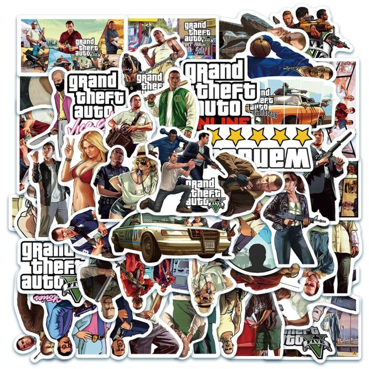 Artsy Home 25/50 Pcs GTA Grand Theft Auto Game Stickers for Laptops and ...