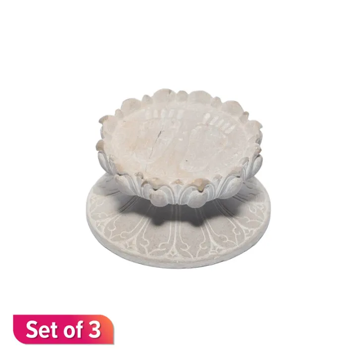 Set of 3 2.5" Stone Lotus Flower Base | Daraz.com.np