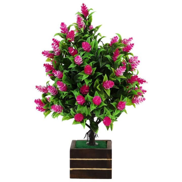MUNDEYA Multicolor Lily Artificial Rubber Flower With Wooden Pot For ...
