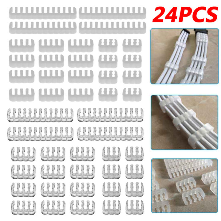 24Pcs/Set Cable Comb Clamp Cables Clip Organizer ATX 24Pin CPU 8Pin ...