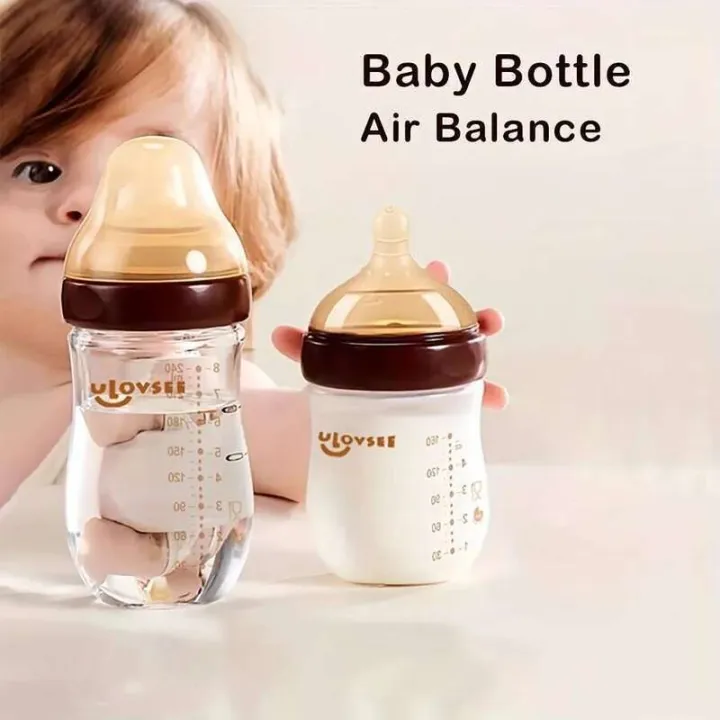 4oz, 8oz high borosilicate baby bottles, wide neck feeding with bottom ...