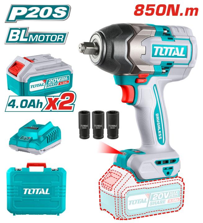 TOTAL Tools Big Heavy Vechicle 850 NM Cordless Impact Wrench With 4.0ah ...