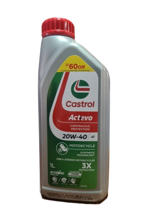 Castrol Actevo ||20W40||1Ltr||4T||Synthetic Technology||3x Protection ...