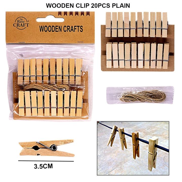 20-Piece Mini Natural Wood Clips - DIY Photo and Decorating Clips ...
