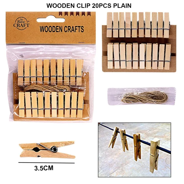 20-Piece Mini Natural Wood Clips - DIY Photo and Decorating Clips ...