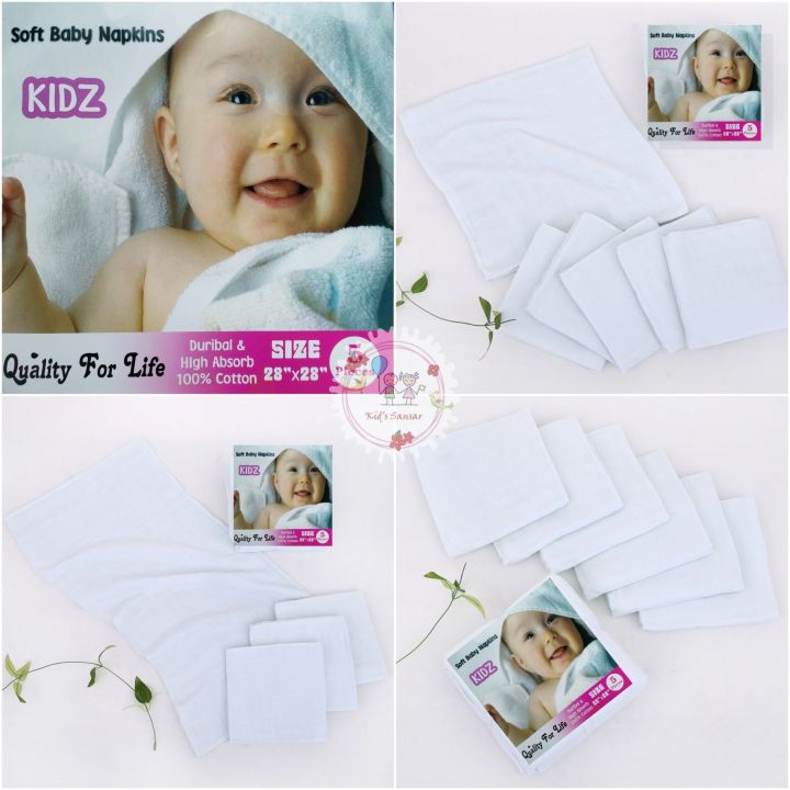 KidsSansar - White Safe Baby Napkins Inserts 100% Cotton - Pack of 5 ...