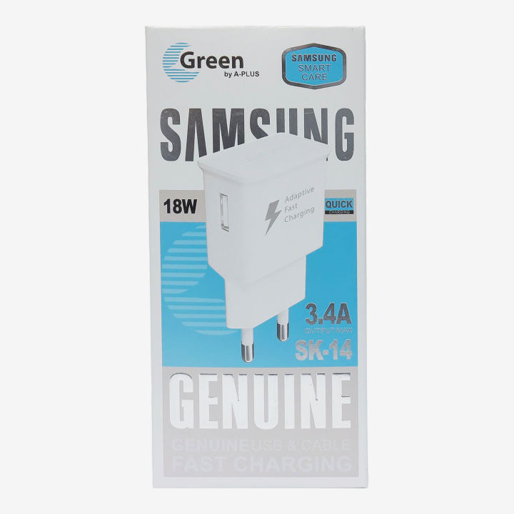 Green By A-Plus SK-14 Genuine USB & Cable Fast Charging Type Micro 3.4A ...