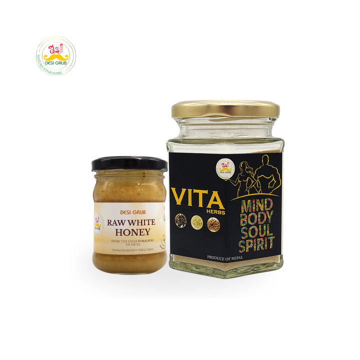Desi Grub Raw White Honey (130g) + Vita Herbs (100g) Wellness Combo ...