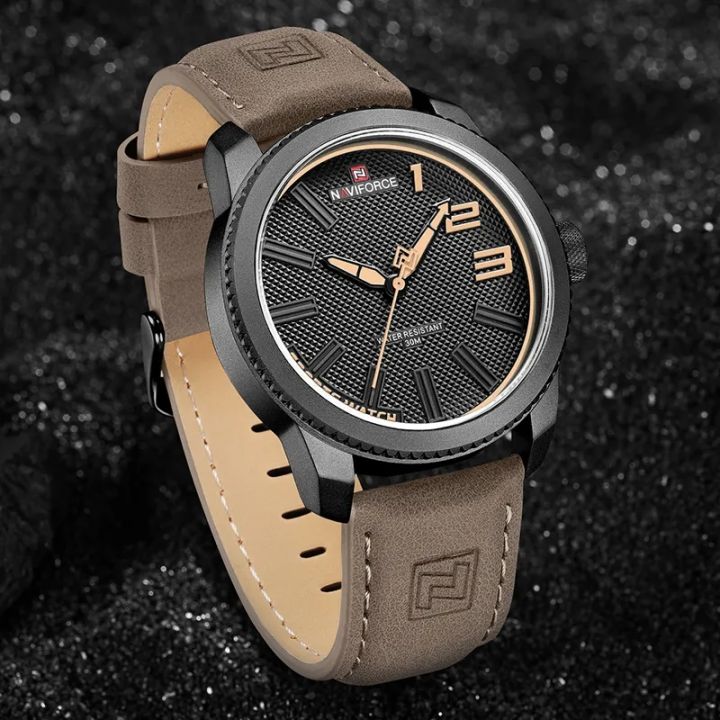 NaviForce NF9202 Creative Design Fashion Leather Strap Analog Wrist ...